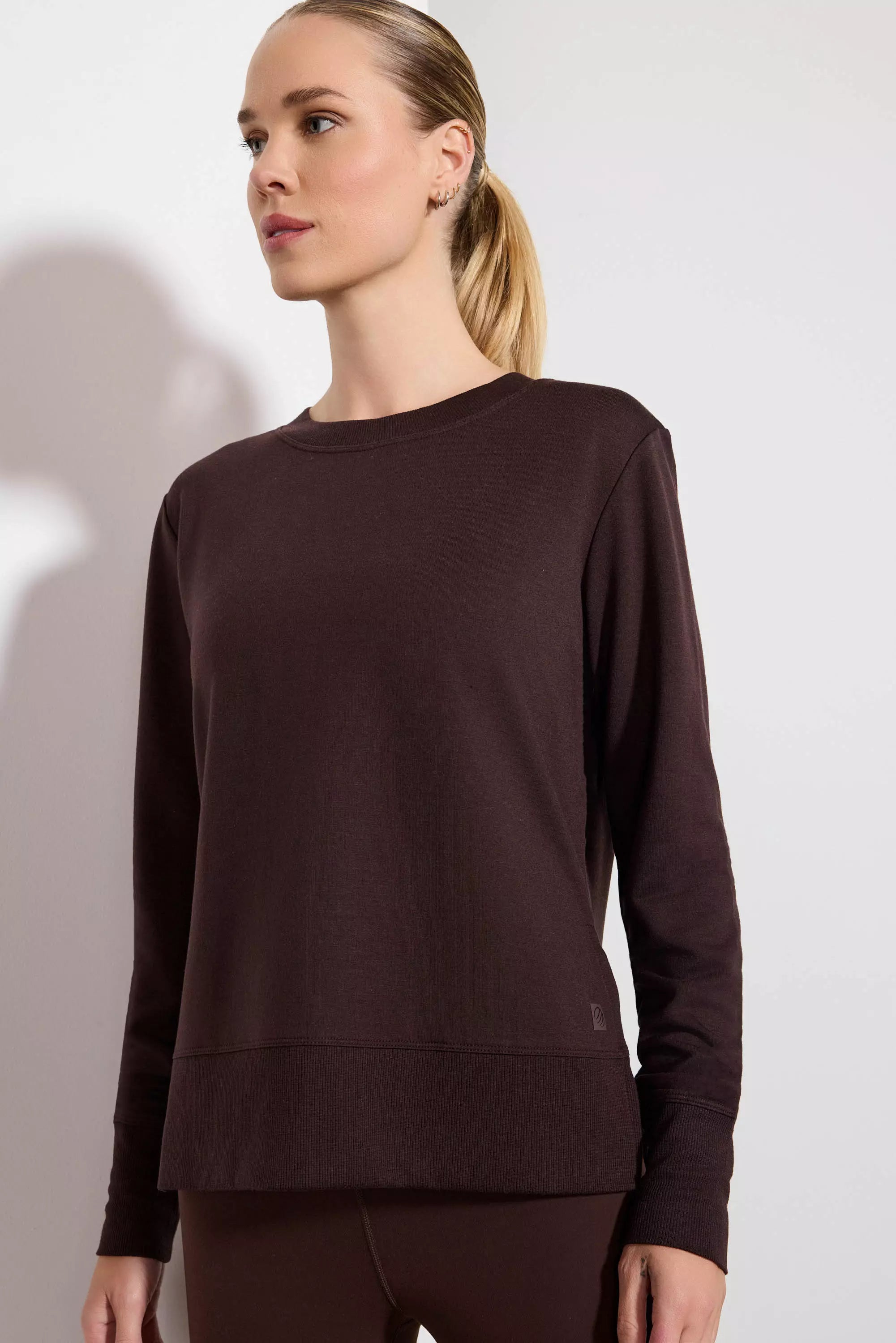 Cozy Fleece Side Slit Pullover - Chocolate Brown | MPG Sport